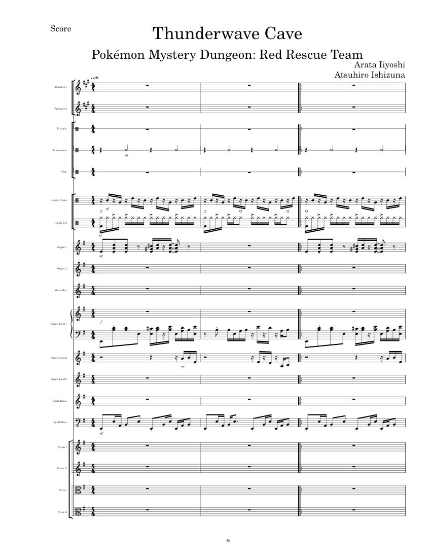 Thunderwave Cave (Pokémon Mystery Dungeon: Red Rescue Team) - Transcribed Score Sheet music for ...