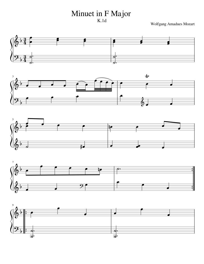 Minuet in F Major Sheet music for Piano (Solo) Easy | Musescore.com