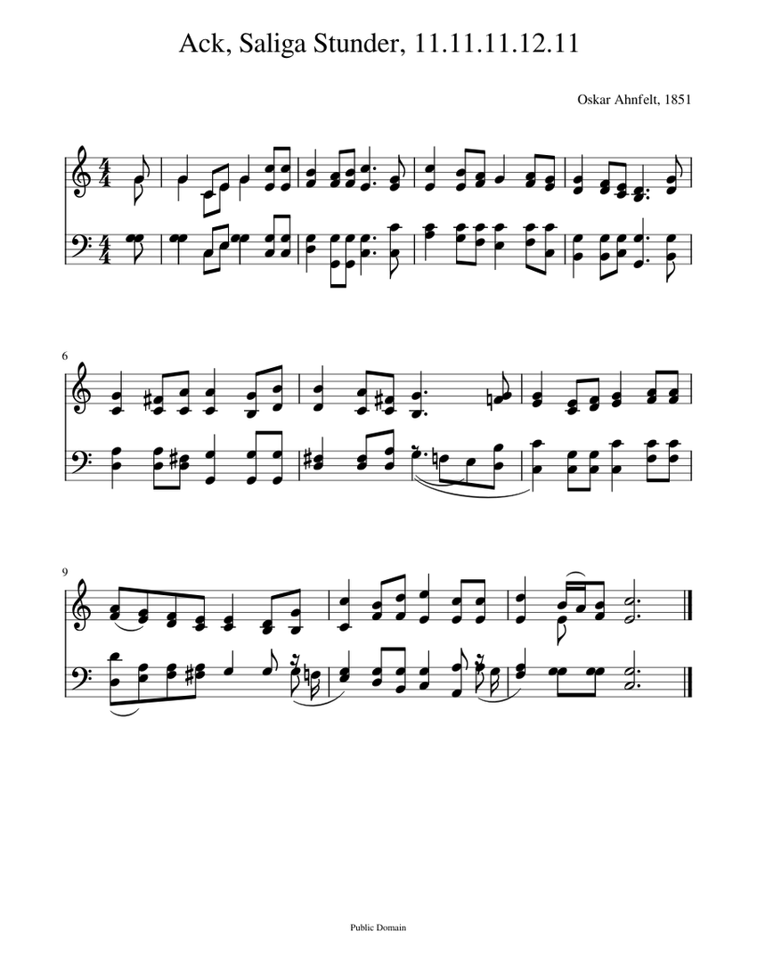 Ack, Saliga Stunder - Oskar Ahnfelt Sheet music for Piano (Piano Duo) | Musescore.com