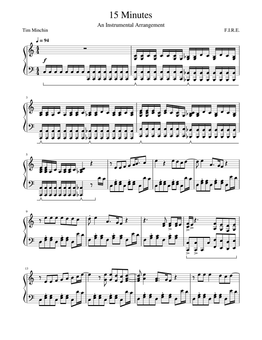 Tim Minchin – 15 Minutes Sheet Music for Piano (Solo) | MuseScore.com
