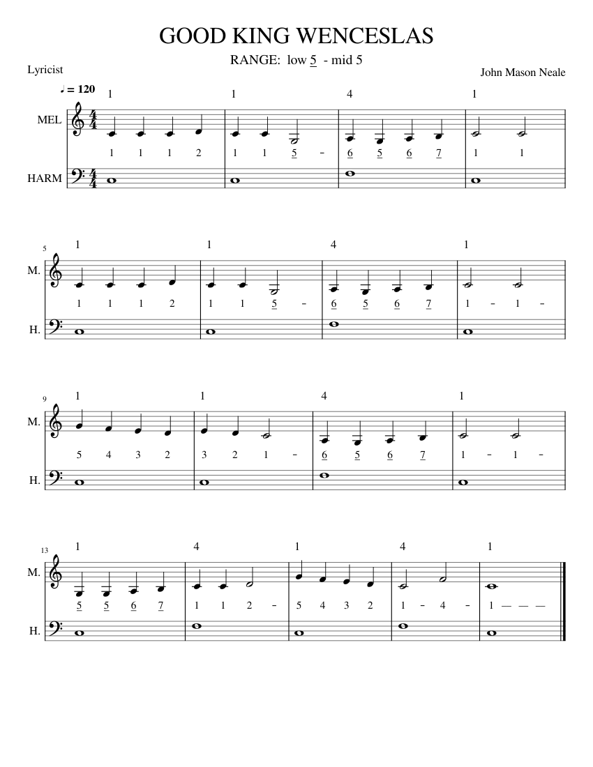 GOOD KING WENCESLAS by # Sheet music for Violin, Cello (String Duet ...