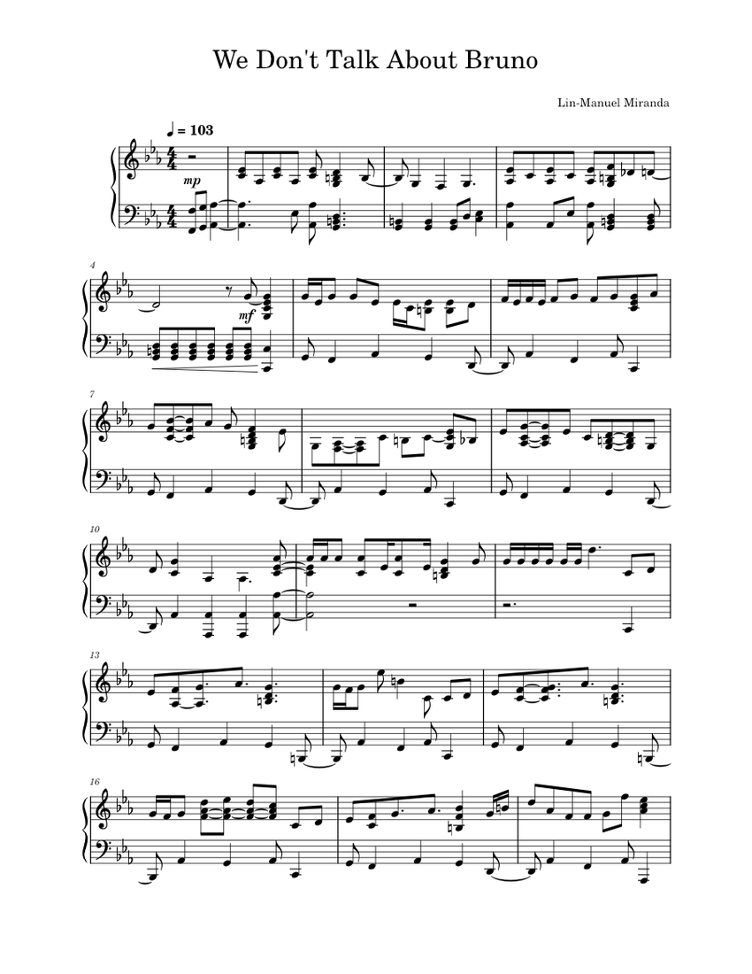 We Don't Talk About Bruno Sheet Music for Piano (Solo) | MuseScore.com