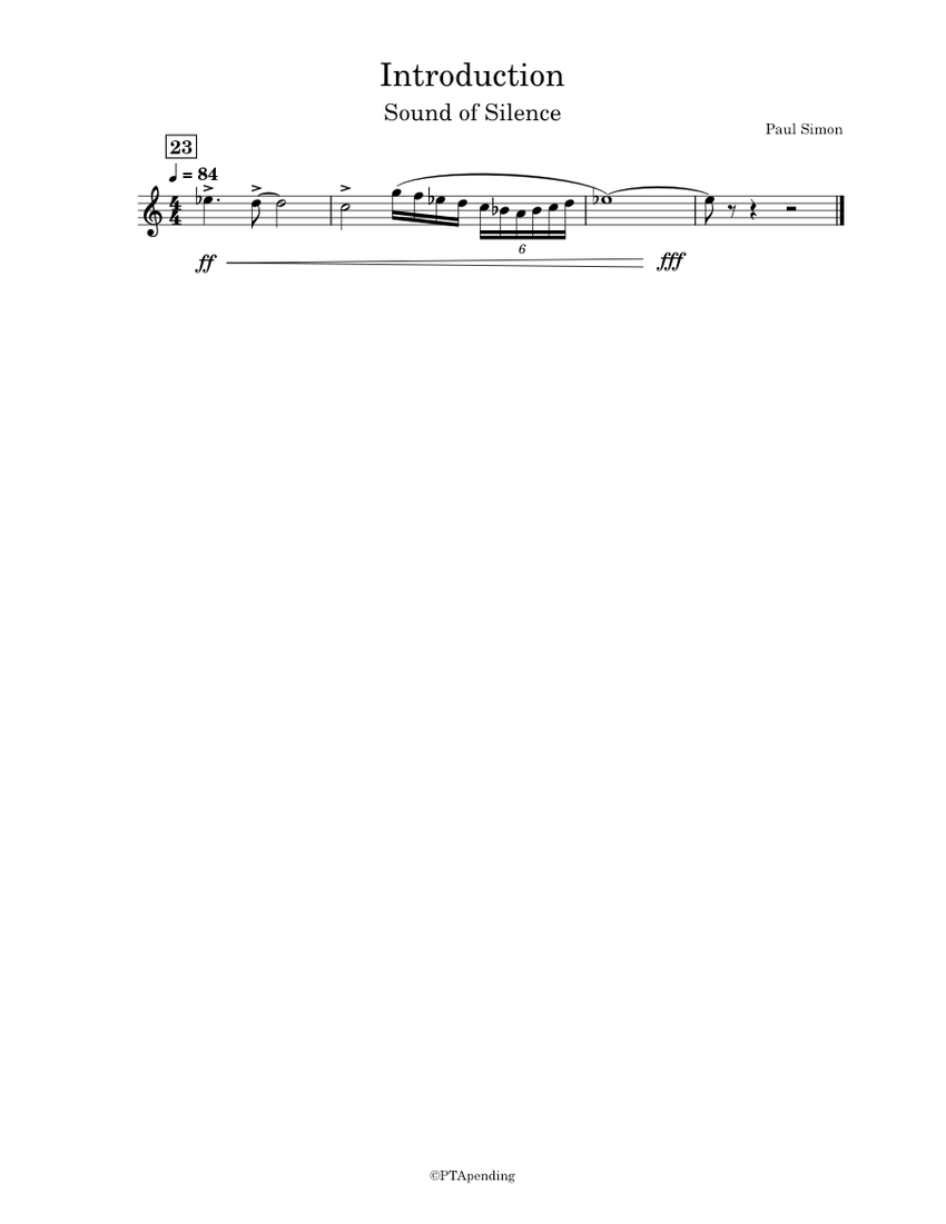 Introduction Sound of Silence 23-26 Sheet music for French horn ...