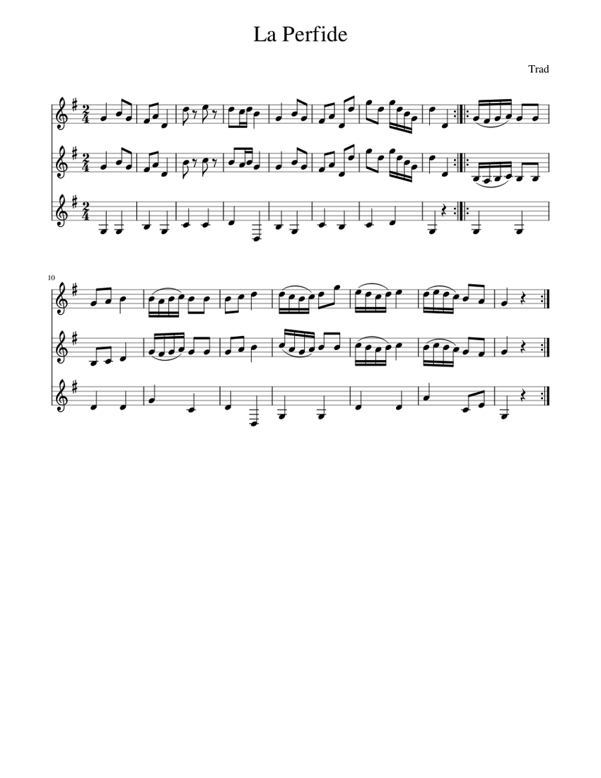 Traditional music - La Perfide Sheet music for Piano (Mixed Trio ...