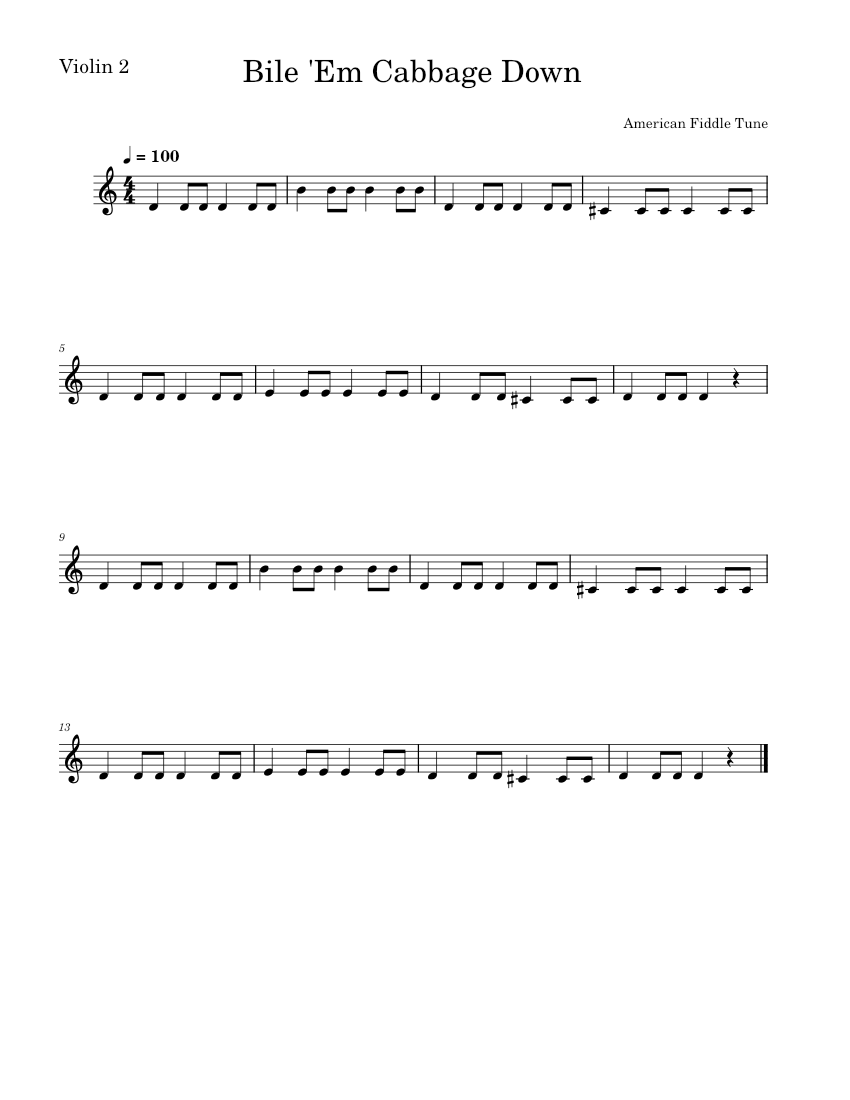 Bile Them Cabbage Down – Misc Traditional Bile 'Em Cabbage Down-Violin ...