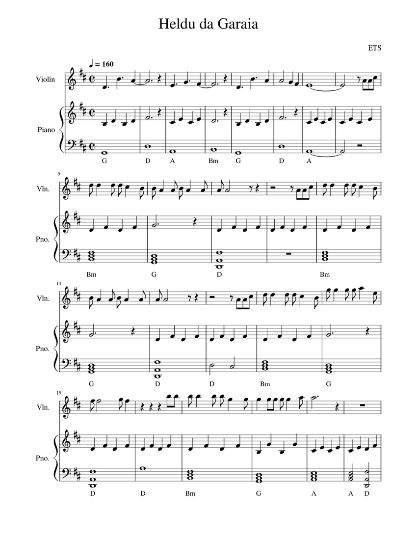 Heldu da Garaia Sheet music for Piano, Violin (Solo) | Musescore.com