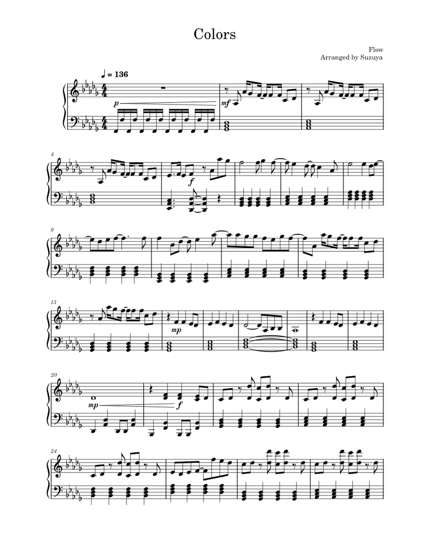 Colors – Flow Sheet Music for Piano (Solo) | MuseScore.com