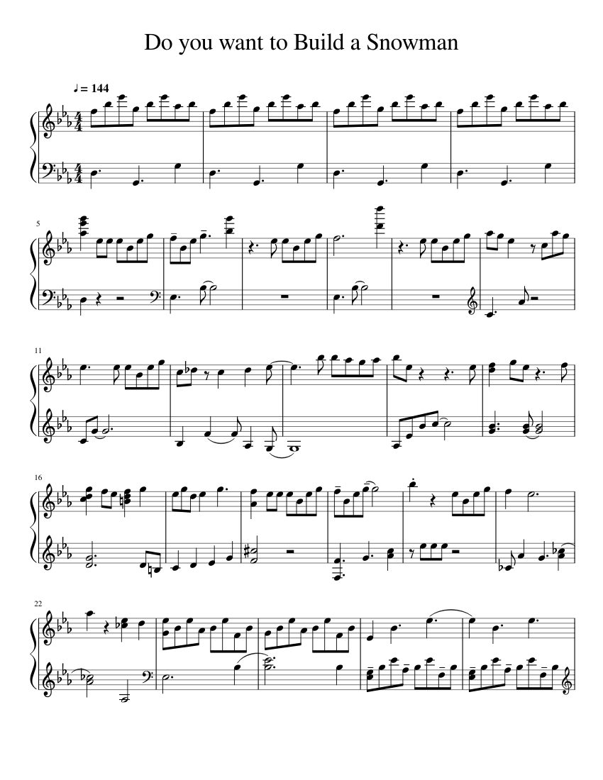 Do You Wanna Build a Snowman - Frozen Sheet Music for Piano (Solo ...