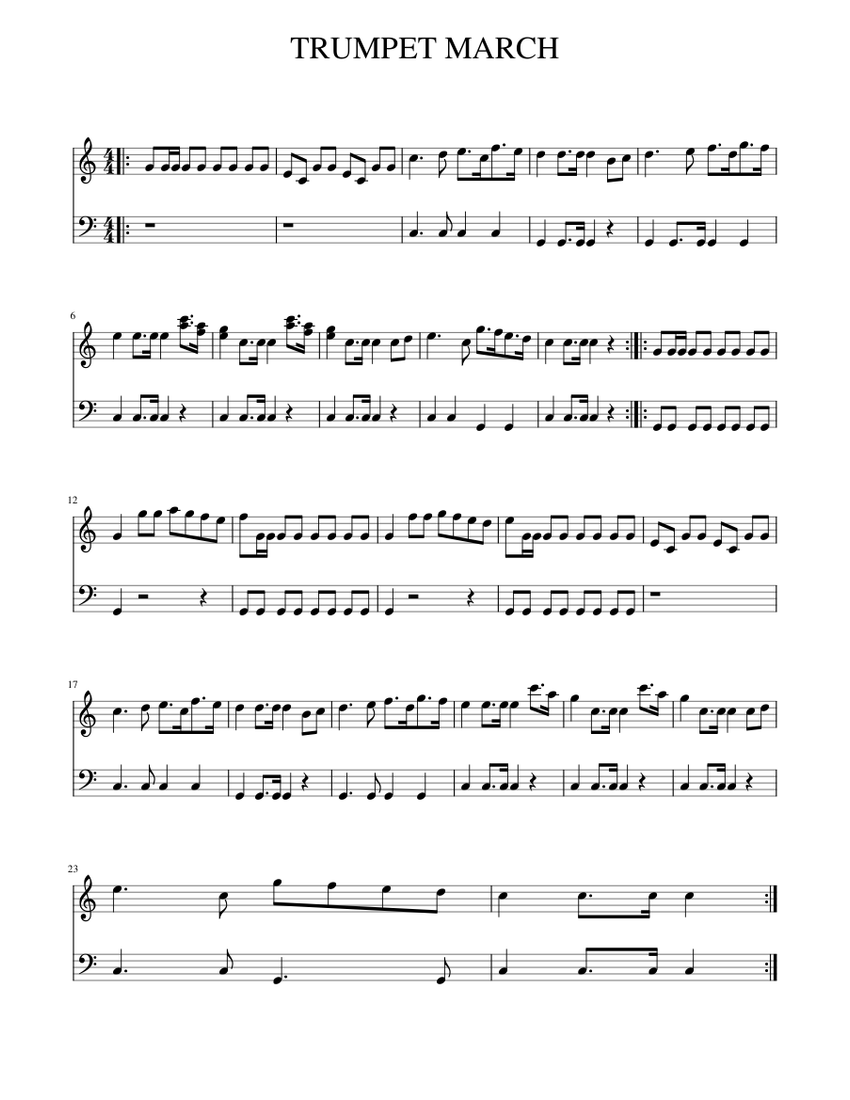 TRUMPET MARCH Sheet Music for Piano (Piano Duo) | MuseScore.com