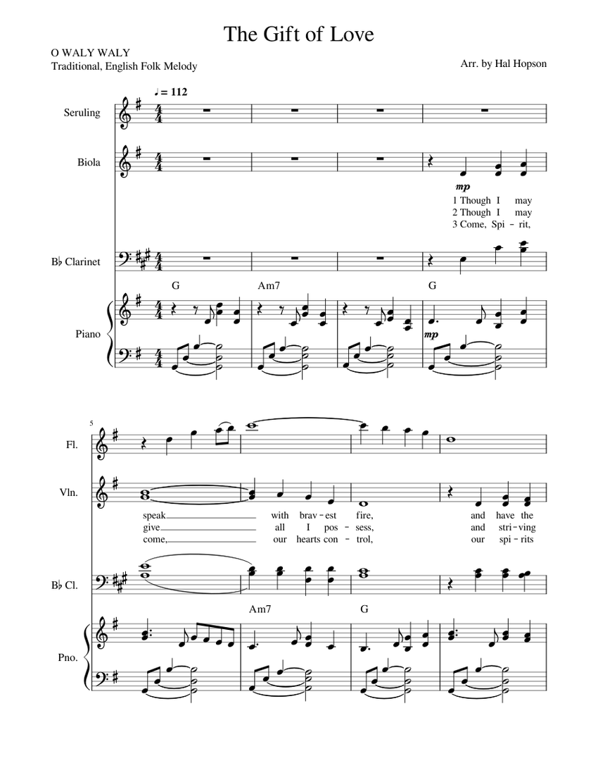 The Gift of Love Sheet Music with Chords for Piano, Flute, Clarinet in ...