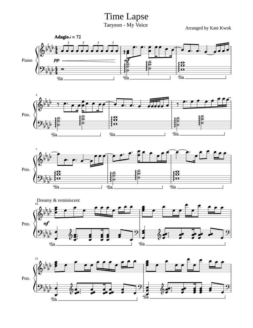 Time Lapse Sheet Music for Piano (Solo) | MuseScore.com