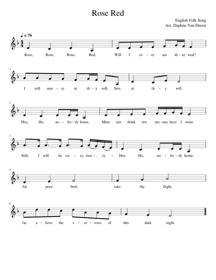 Rose Red Sheet Music for Piano (Choral) easy | MuseScore.com