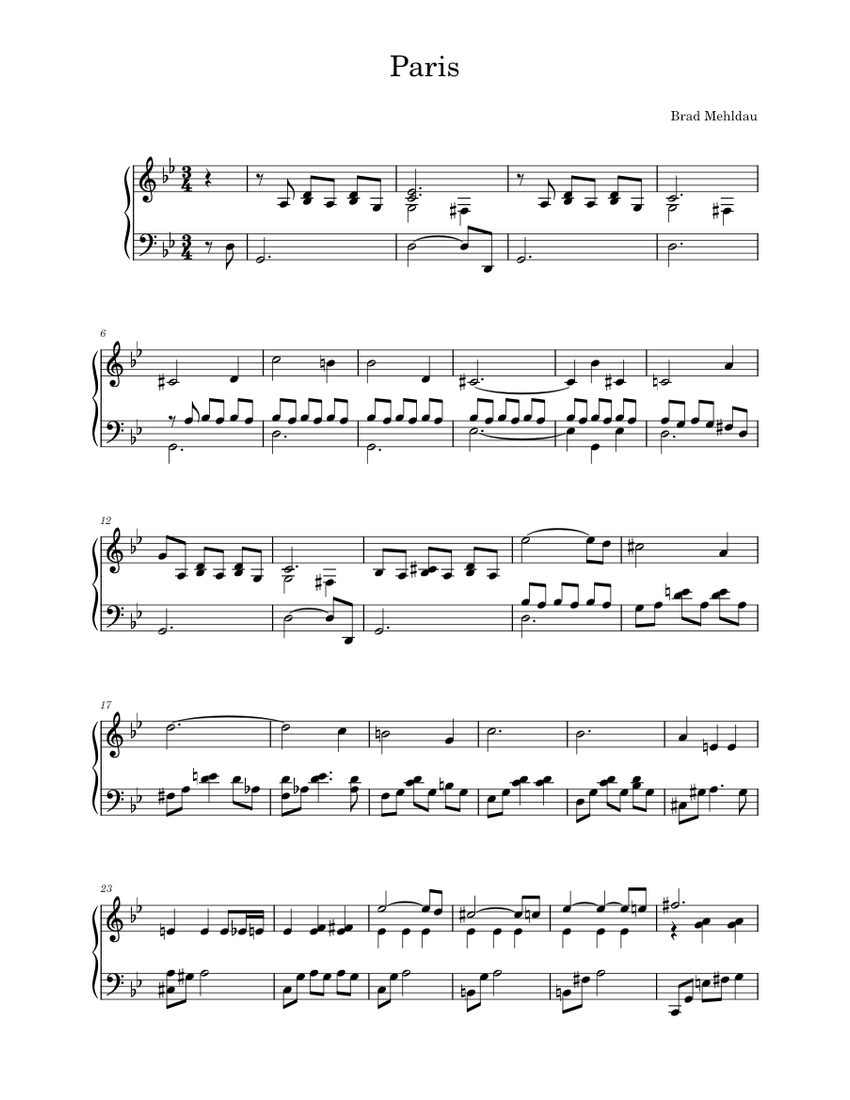 Paris - Brad Mehldau Sheet Music for Piano (Solo) | MuseScore.com