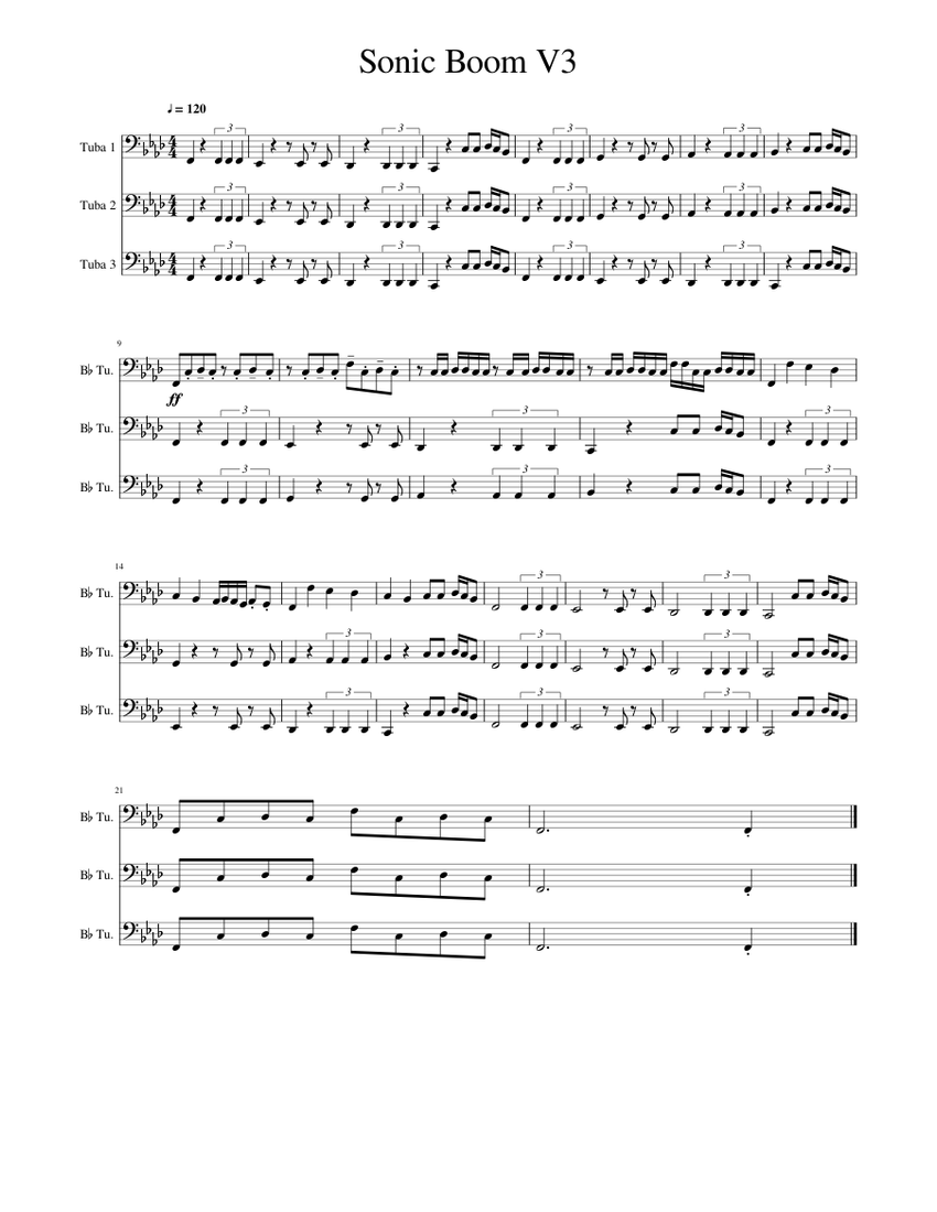 Sonic Boom V4 Sheet music for Tuba (Brass Trio) | Musescore.com