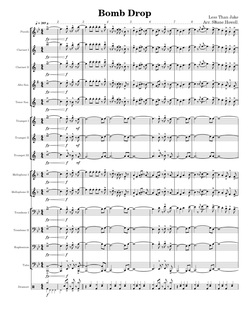 Bomb Drop - Pep Band Sheet Music for Trombone, Euphonium, Tuba, Flute ...