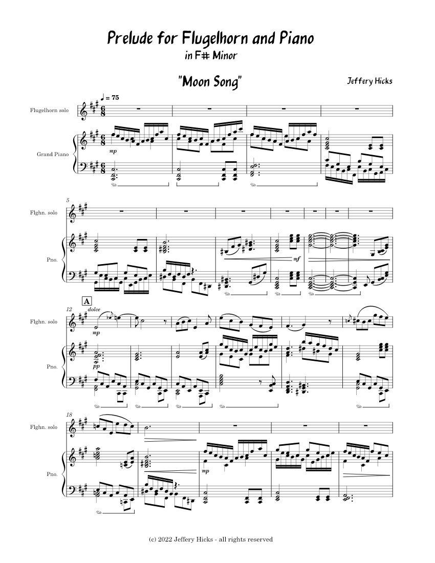 Prelude for Flugelhorn and Piano Sheet Music for Piano, Flugelhorn ...