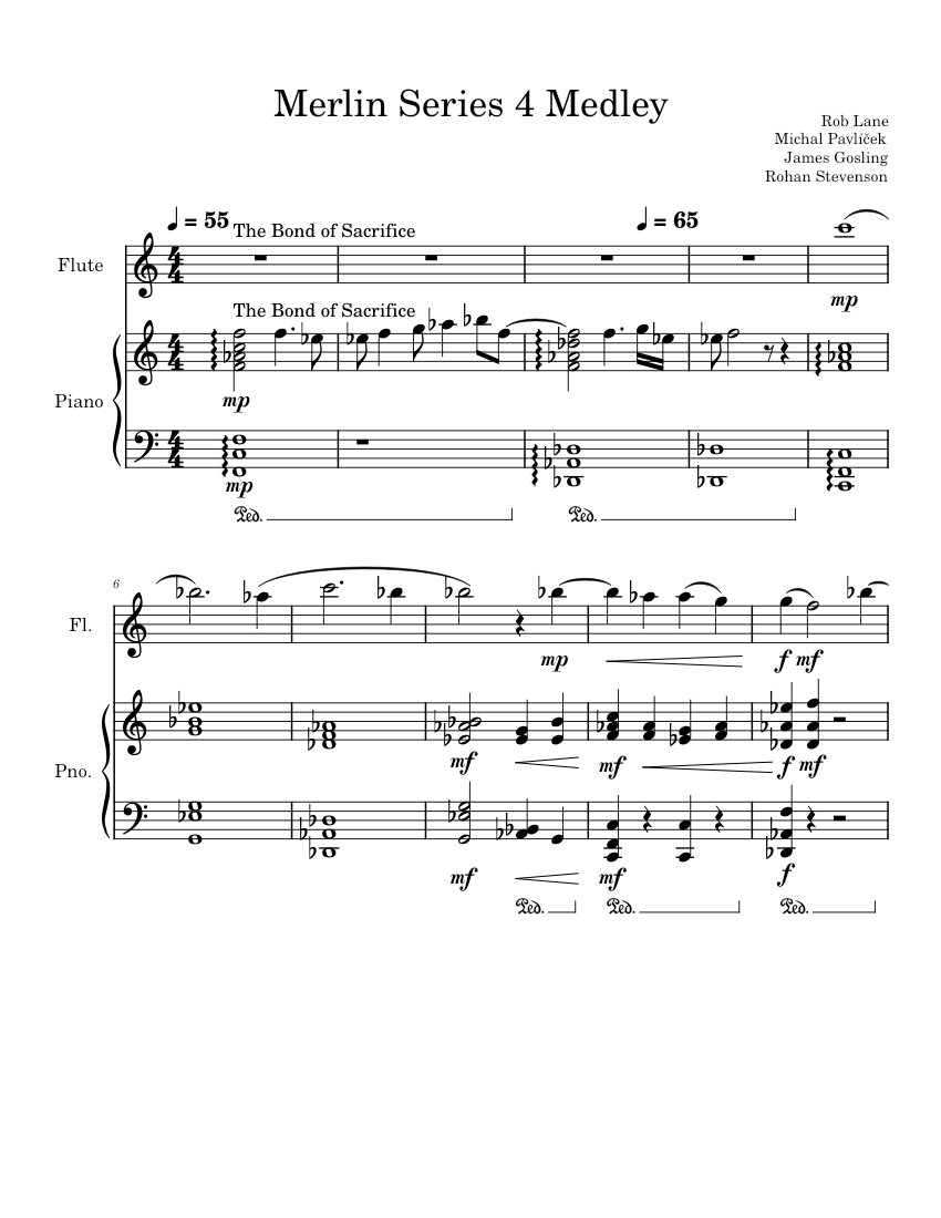 Merlin: Series Four – Rob Lane Medley Sheet music for Piano, Flute ...
