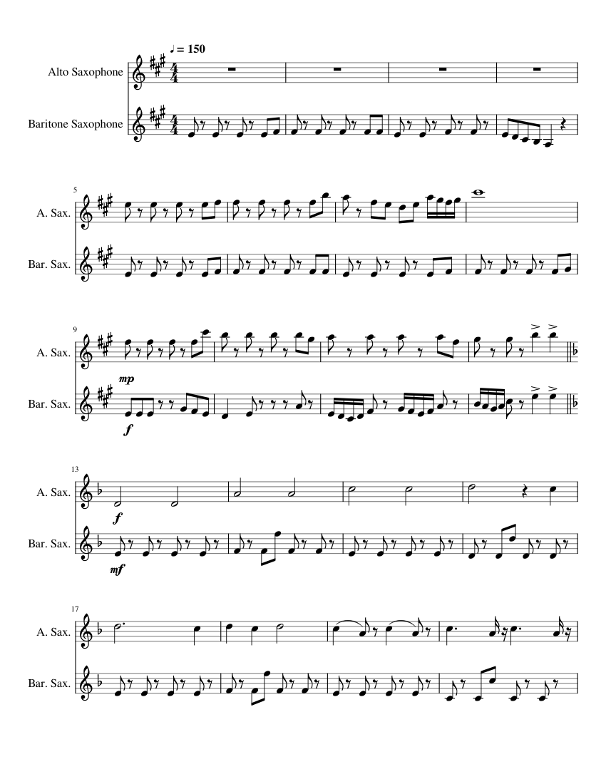 WIP Alto and Bari Sax Duet Sheet music for Saxophone alto, Saxophone ...