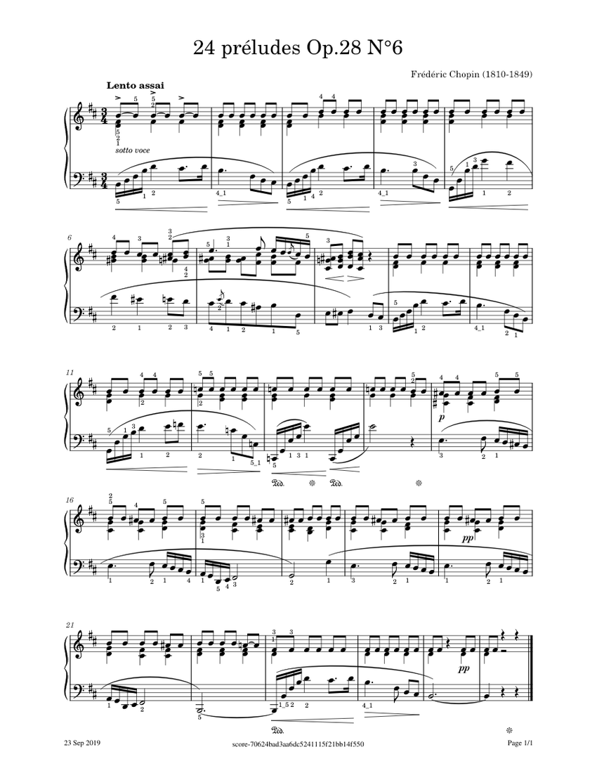 Prélude op. 28 No.6 – Frédéric Chopin 24 préludes Op.28 N°6 – Frédéric ...