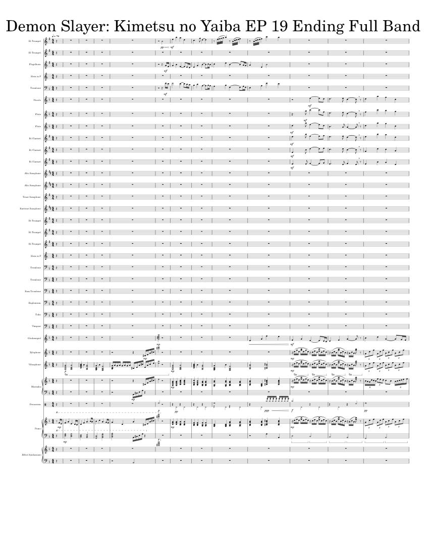 Demon Slayer Kimetsu no Yaiba EP 19 Ending Full Band Sheet Music for ...