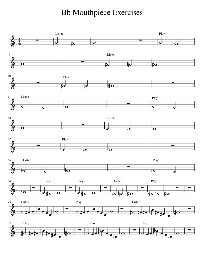 Bb Mouthpiece Exercises Sheet music for Trumpet in b-flat (Solo ...