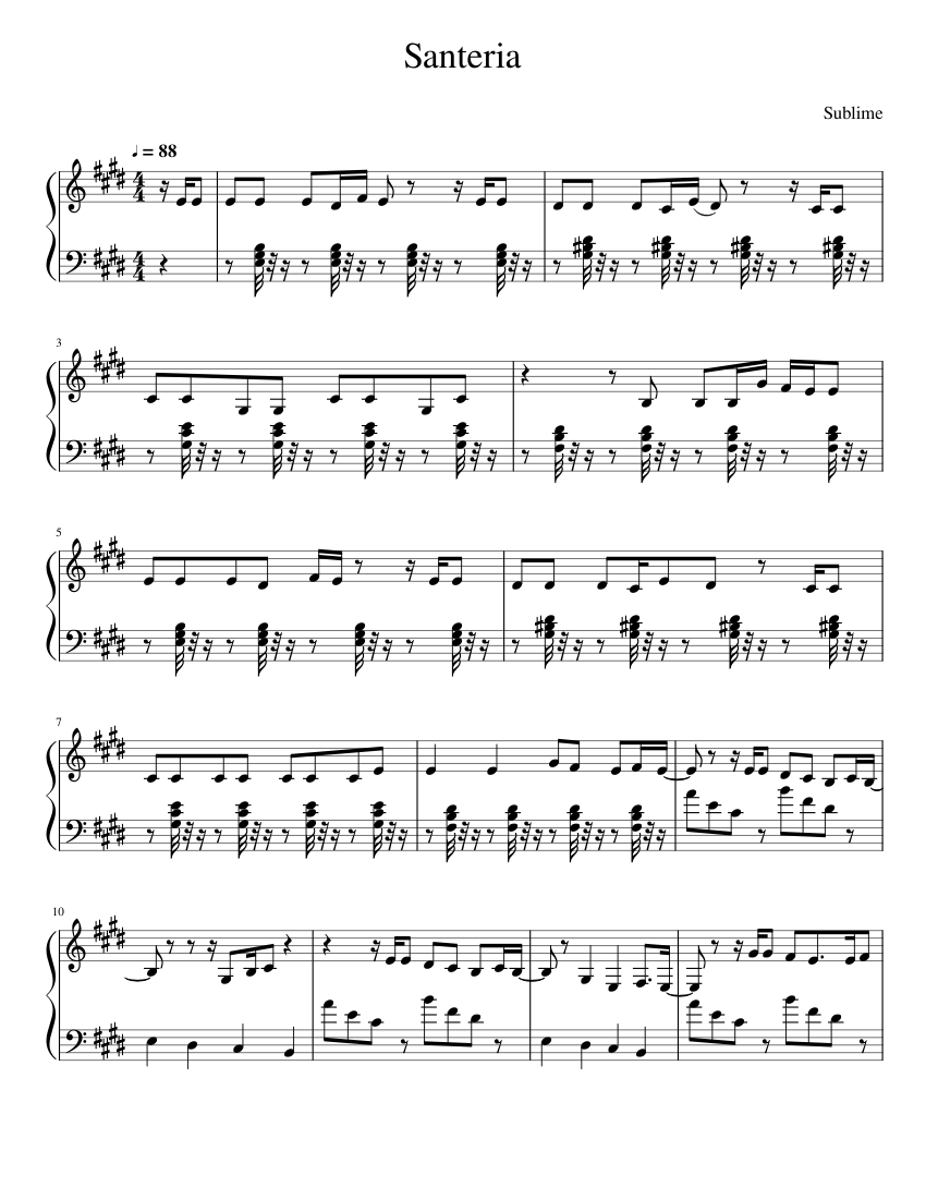 Santeria Sheet music for Piano (Solo) Easy | Musescore.com