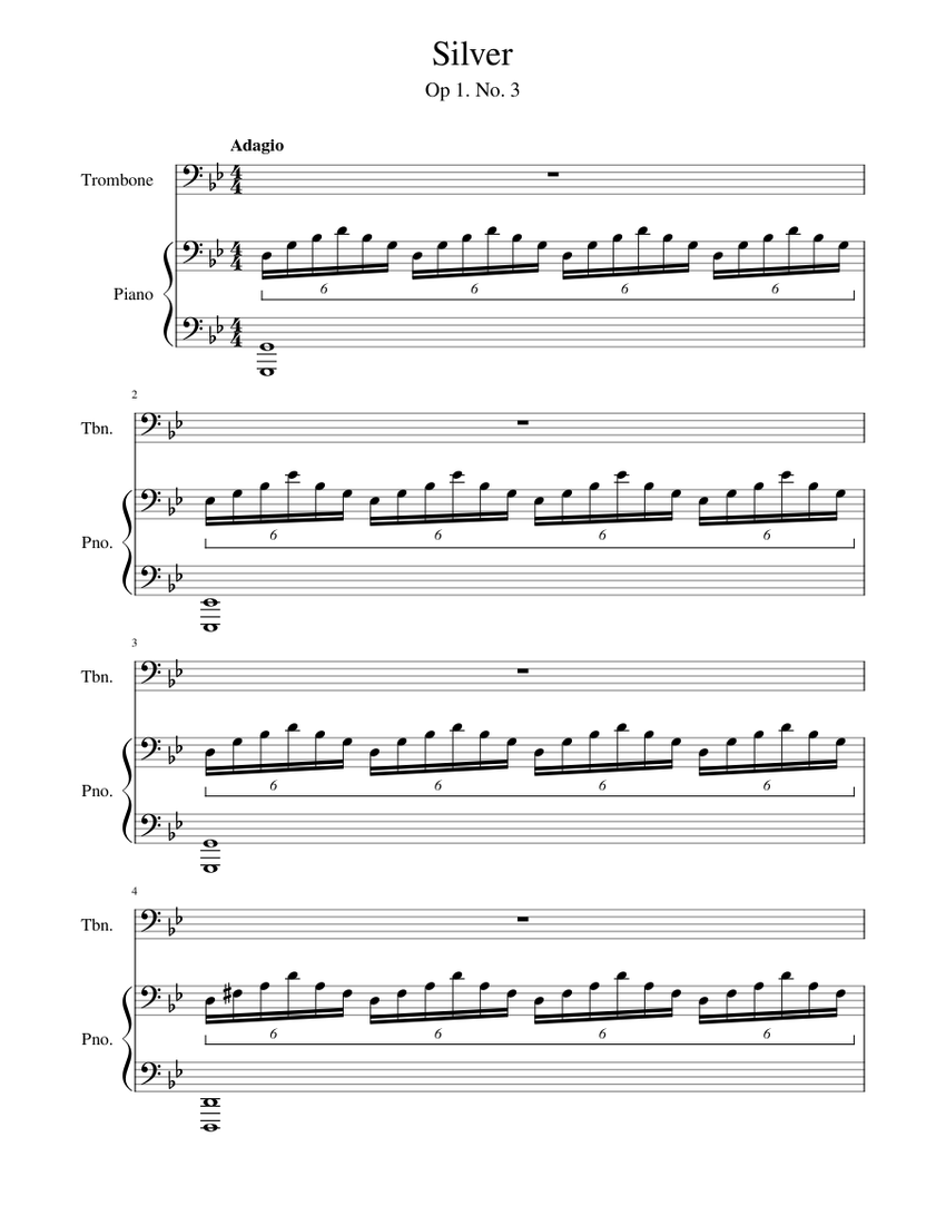 Silver Sheet Music for Piano, Trombone (Solo) | MuseScore.com