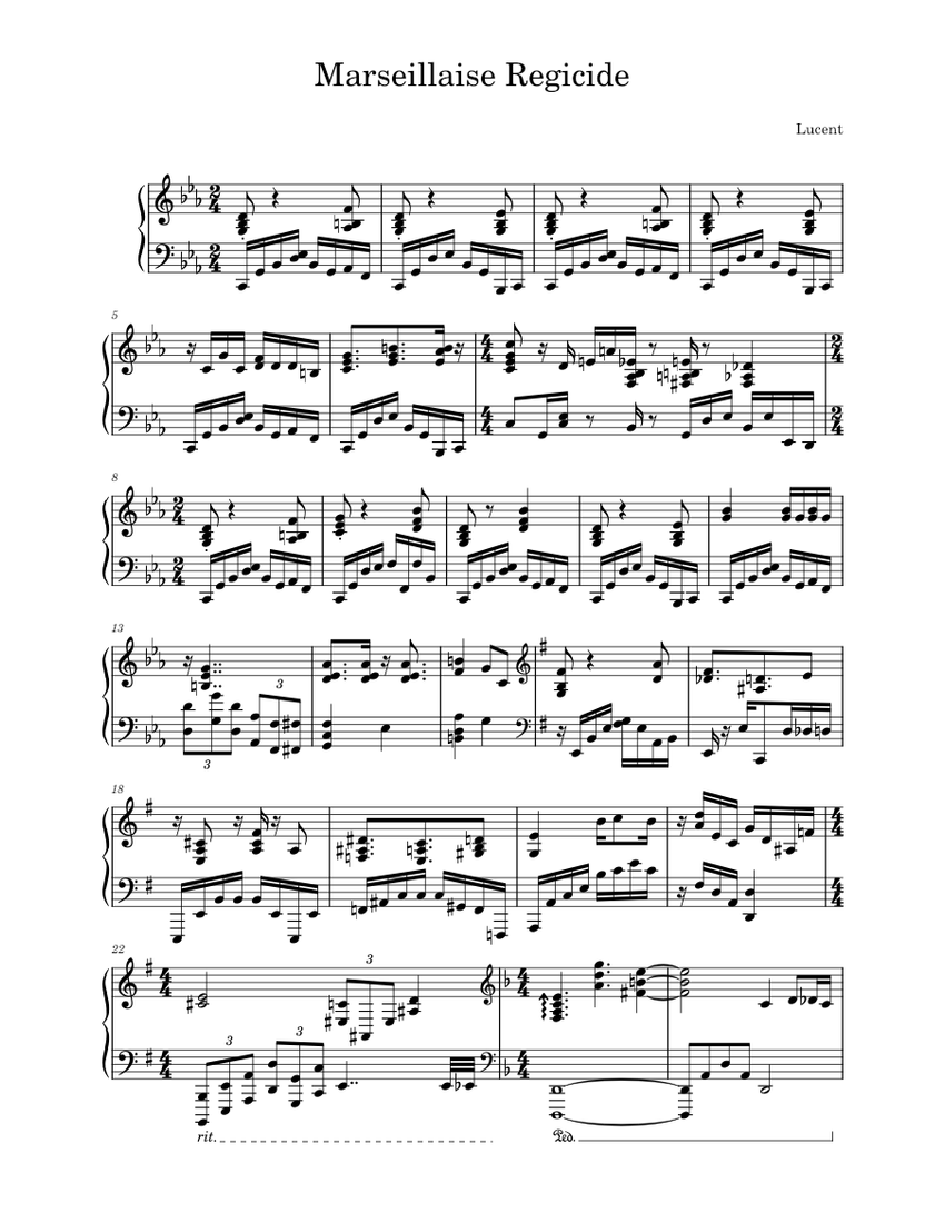 Marseillaise Regicide - Lucent Sheet music for Piano (Solo) | Musescore.com