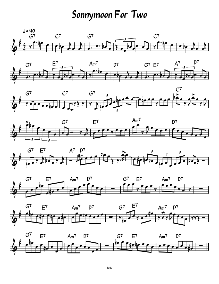 Sonnymoon For Two Sheet music for Saxophone alto (Solo) | Musescore.com
