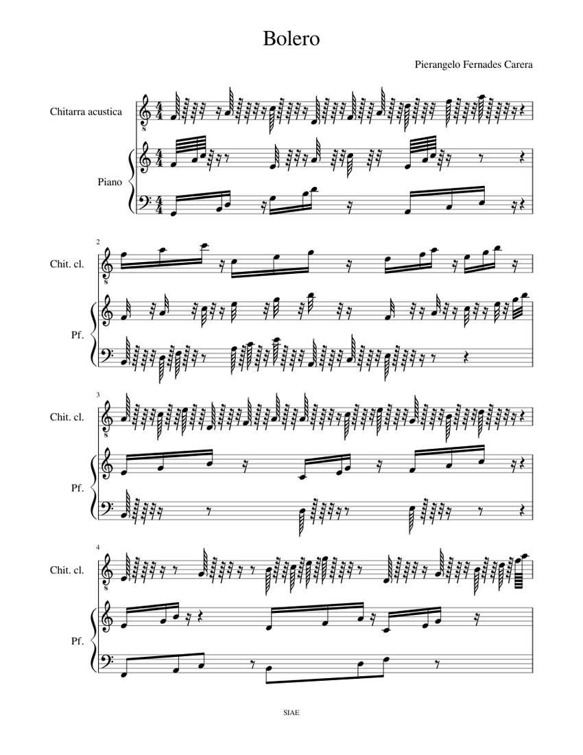 Bolero Sheet music for Piano, Guitar (Mixed Duet) | Musescore.com