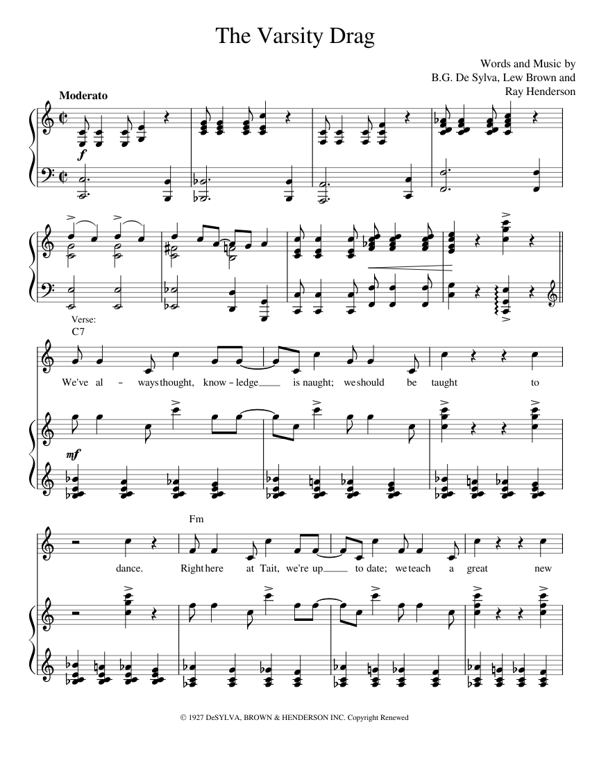 The Varsity Drag Sheet music for Piano, Clarinet in b-flat (Solo ...