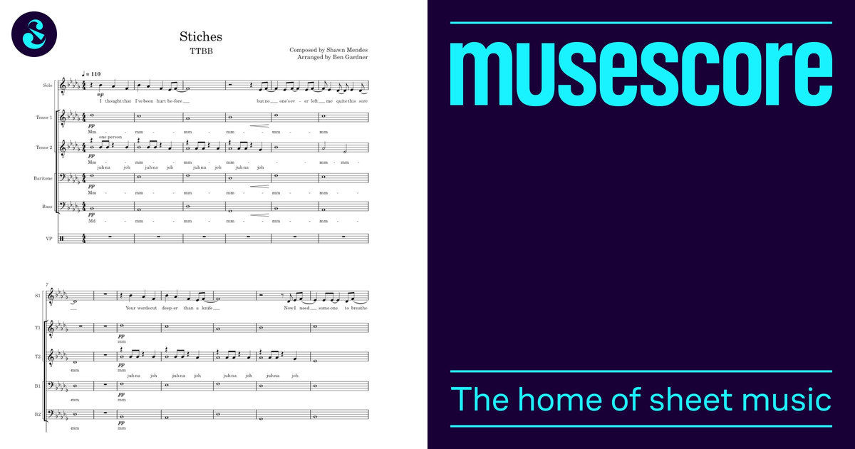 Stitches – Shawn Mendes Sheet Music for Piano, Bass guitar, Drum group ...