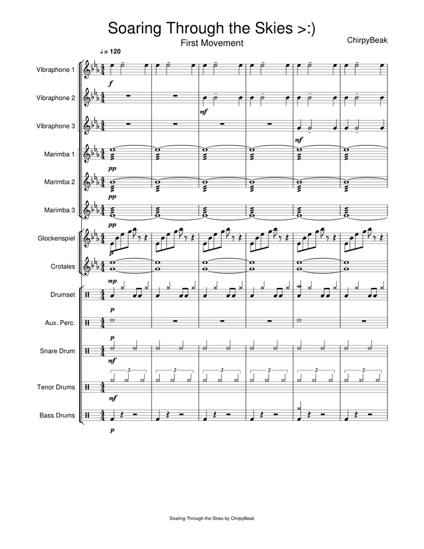Soaring Through the Skies (First Movement) Sheet Music for Vibraphone ...