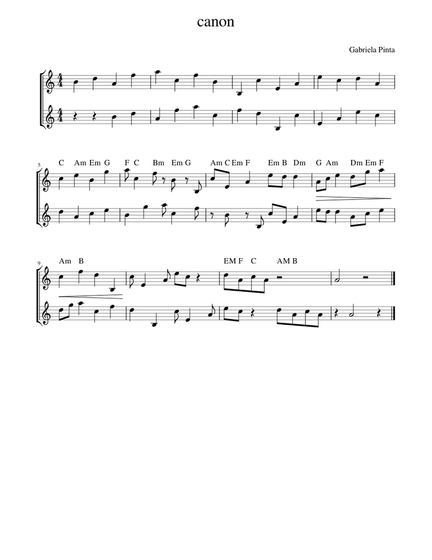 canon Sheet music for Female, Male (Choral) | Musescore.com