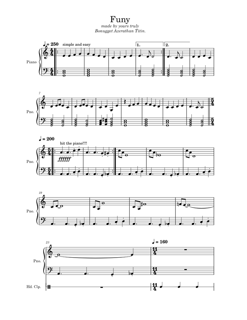 Fun Bonugget Sheet music for Piano, Hand clap (Solo) | Musescore.com