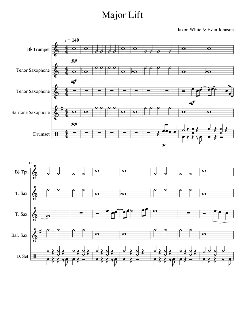 Major Lift WIP 10/4 Sheet music for Saxophone tenor, Saxophone baritone ...