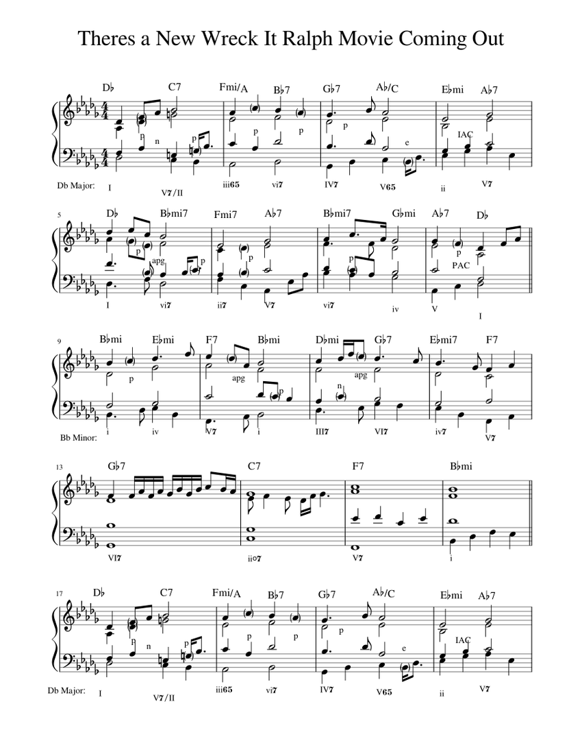 Theres a New Wreck It Ralph Movie Coming Out Sheet music for Piano ...