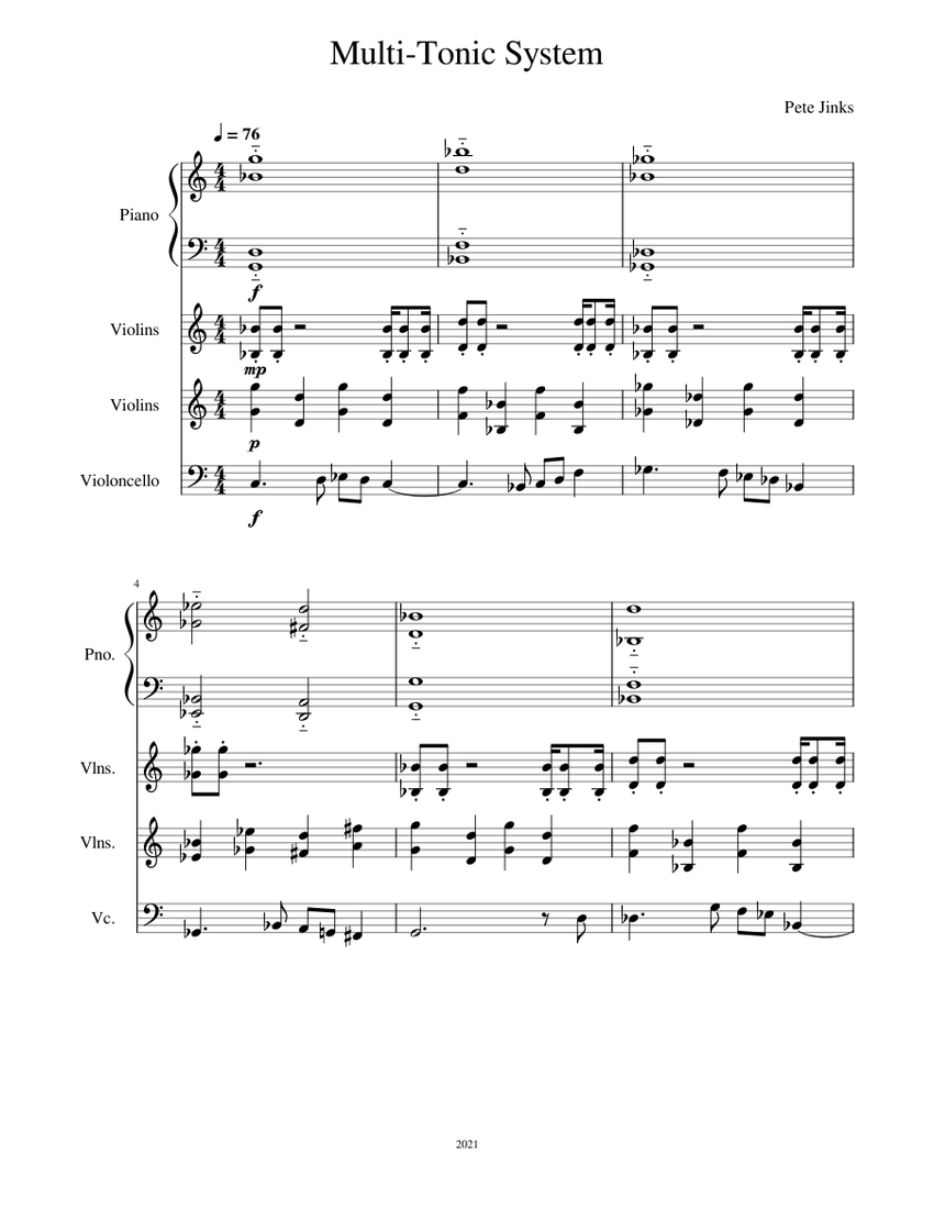 Multi-Tonic System Sheet Music for Piano, Cello, Strings group (Mixed ...