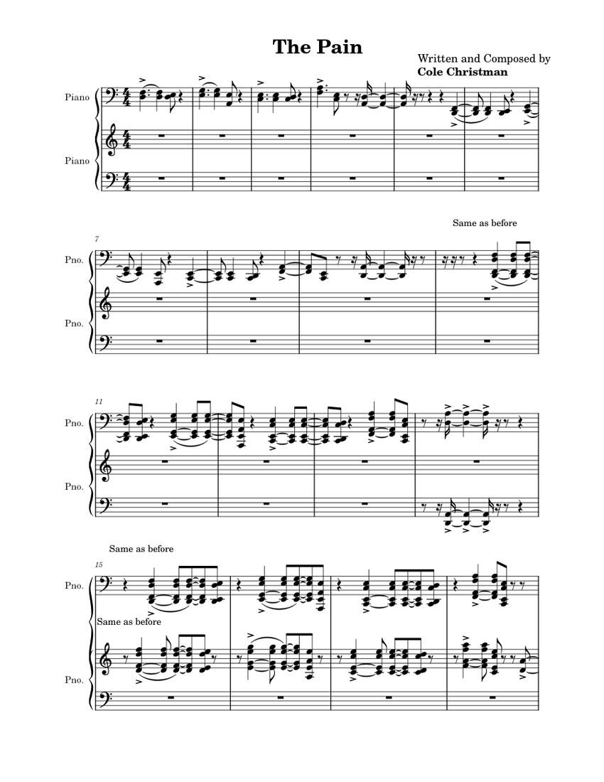 The pain Sheet music for Piano (Piano Four Hand) | Musescore.com