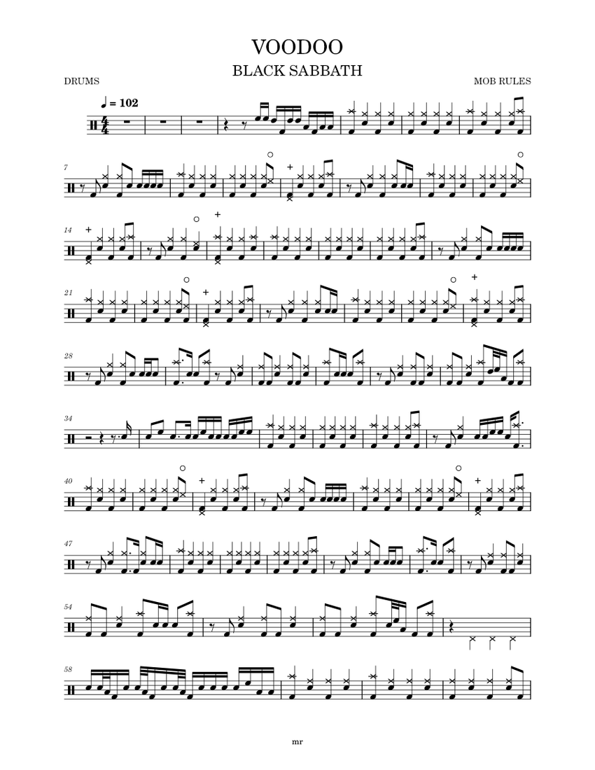 Voodoo – Black Sabbath voodoo Sheet music for Drum group (Percussion ...