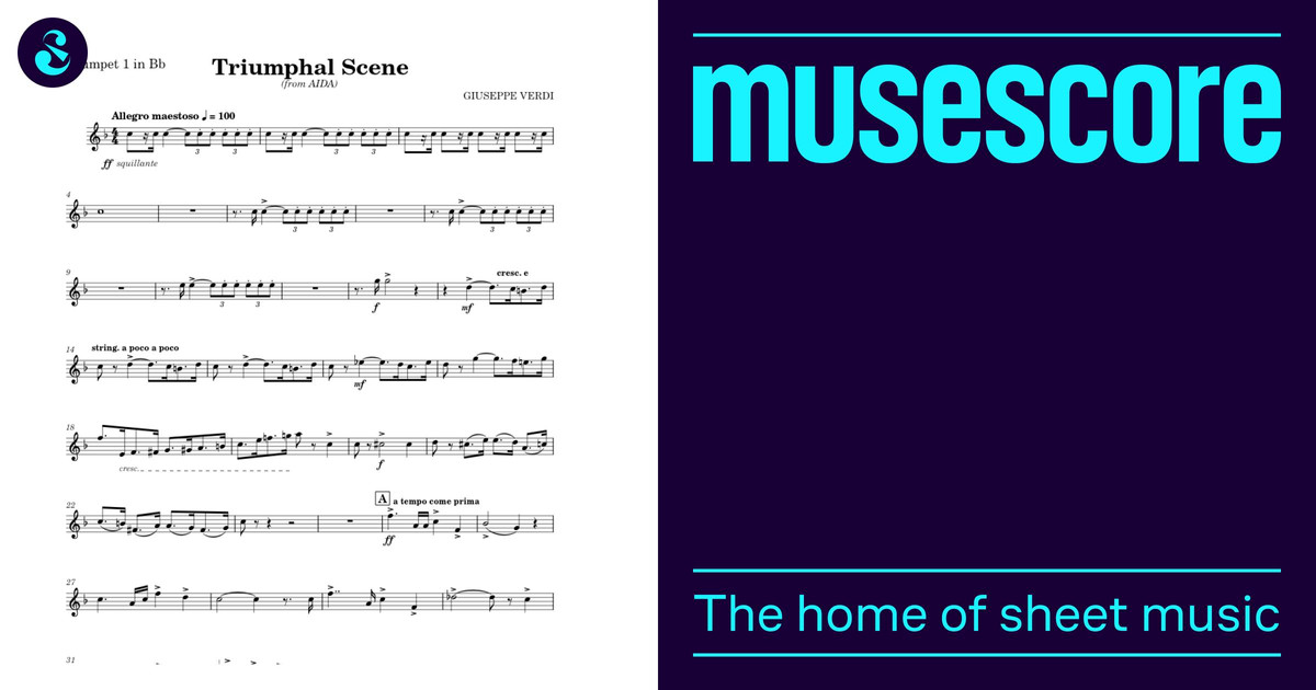 Triumphal March from Aida (Trumpet 1 in Bb) – Giuseppe Verdi Sheet ...