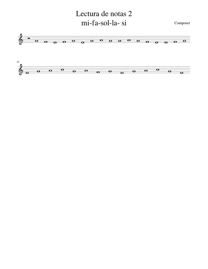 Lectura de notas: Mi Fa Sol La Si Sheet Music for Piano (Solo) Easy ...