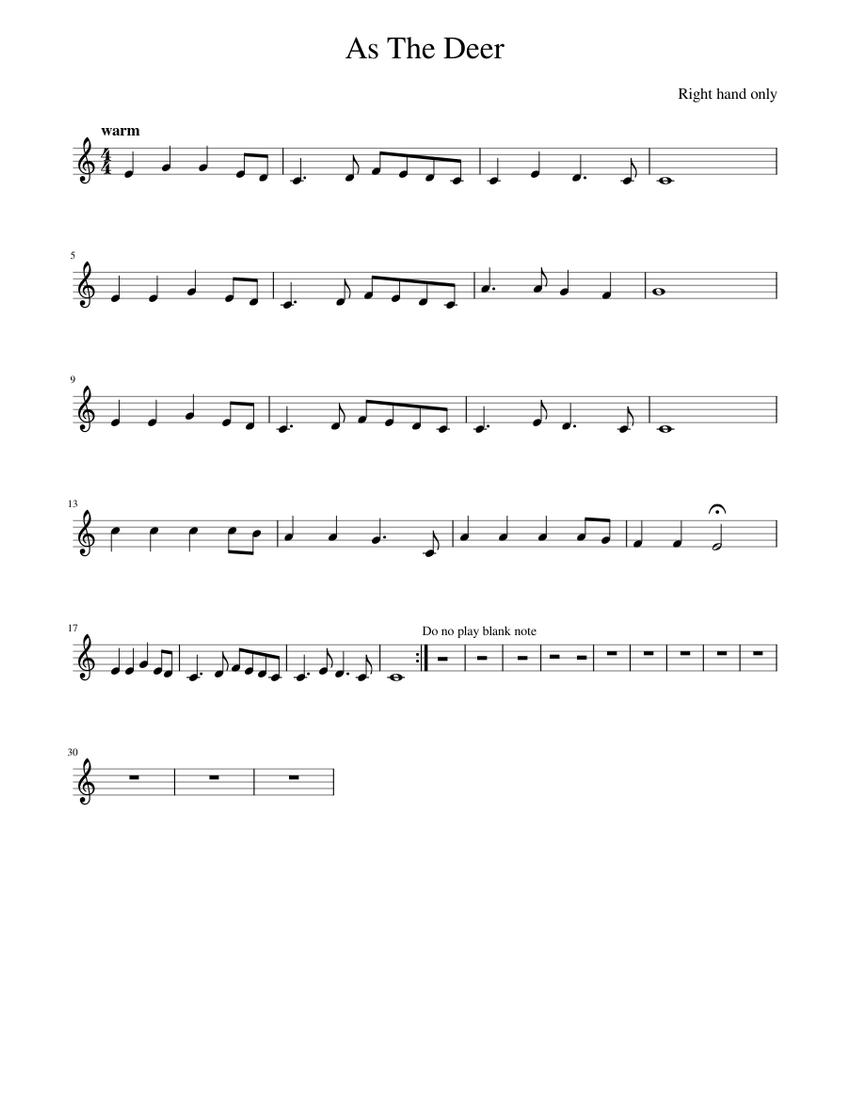 As the Deer - Martin J Nystrom Sheet music for Piano (Solo) Easy ...