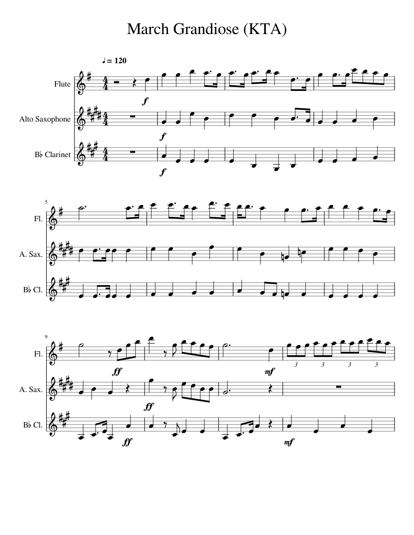 March Grandiose (KTA) Sheet music for Flute, Clarinet in b-flat ...