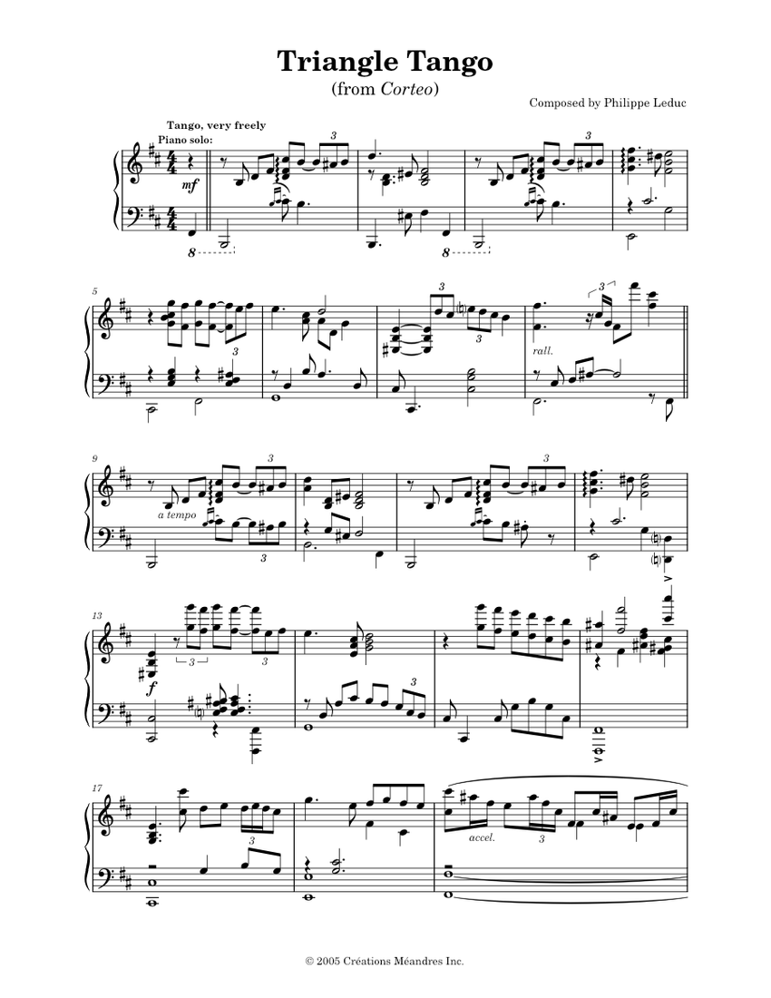 Triangle Tango – Cirque du Soleil Triangle Tango (from Corteo) Sheet ...