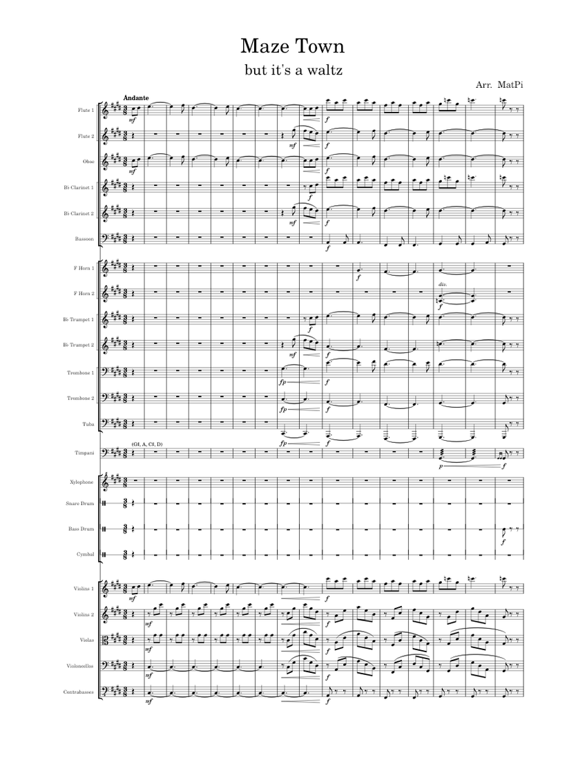 Maze Town (Orchestral Waltz Arrangement by MatPi) – A・ZU・NA Sheet Music ...