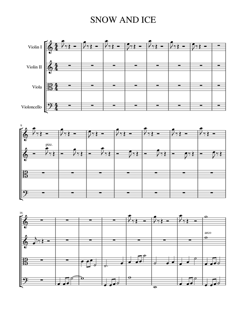 SNOW_AND_ICE Quartet Sheet music for Violin, Viola, Cello (String ...
