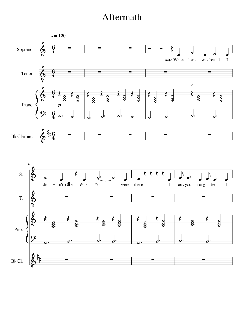 Aftermath Sheet music for Piano, Soprano, Tenor, Clarinet in b-flat ...