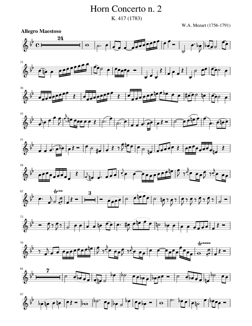 Mozart-Horn_Concerto_K417-Corno_in_Fa Sheet Music for French horn (Solo ...