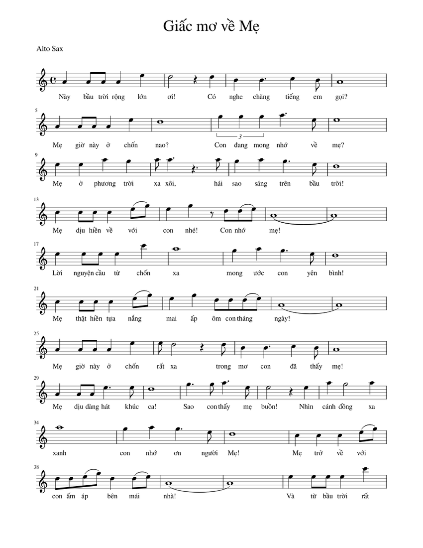 GAP ME TRONG MO ALTO Sheet music for Piano (Solo) | Musescore.com